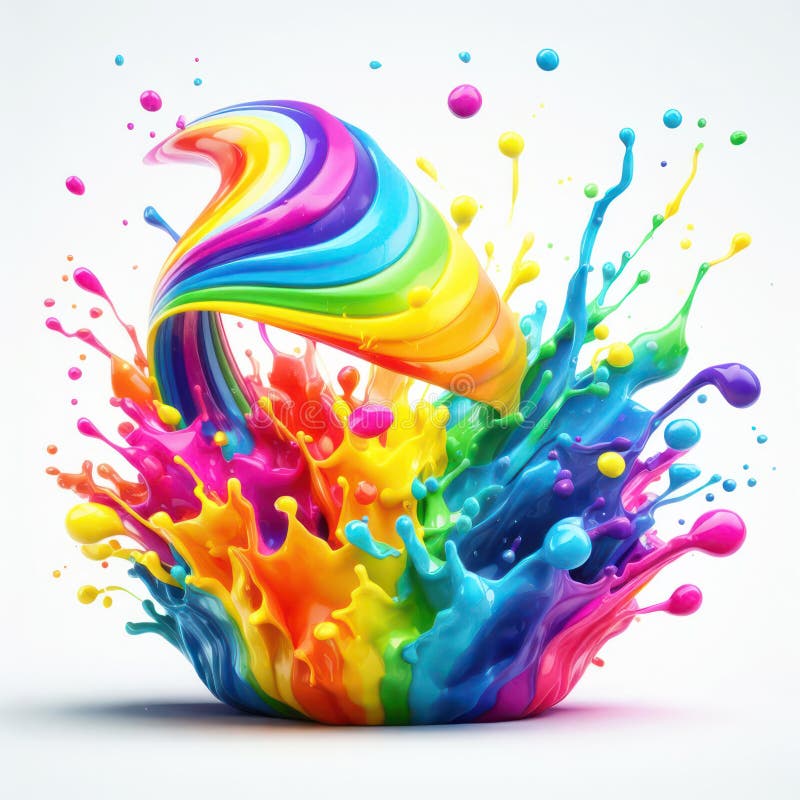 Illustration of Rainbow Paint Splash and Swirl on White Stock ...