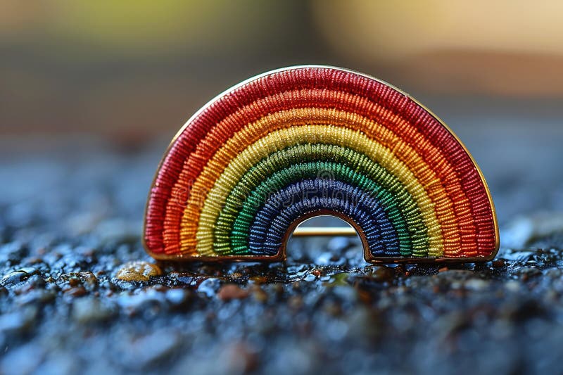 A Rainbow Shaped Lapel Pin with Stripes on it, High Quality, High ...