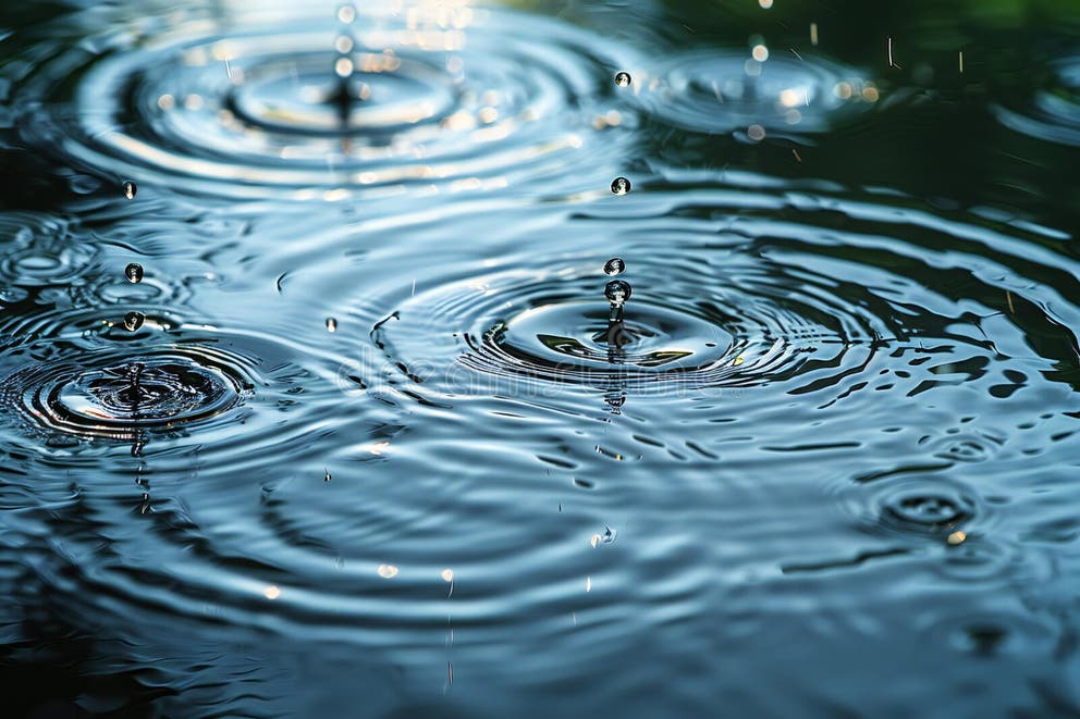 Raindrops Creating Ripples on the Surface of Water, Forming Intricate ...