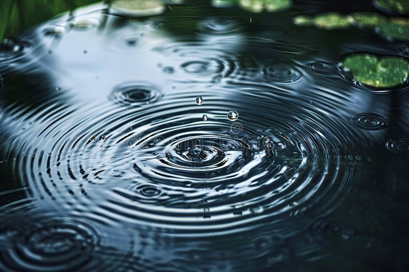 Raindrops Creating Ripples on the Surface of Water, Symbolizing Rain ...
