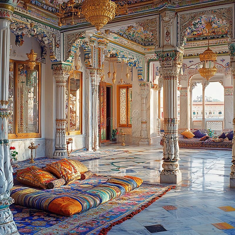 Illustration of a Rajput Heritage an Indian Interior House Stock ...