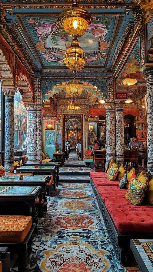 Illustration of a Rajput Heritage an Indian Interior House Stock ...