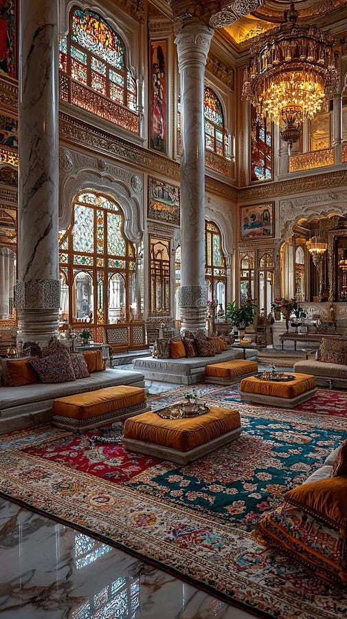 Illustration of a Rajput Heritage an Indian Interior House Stock ...