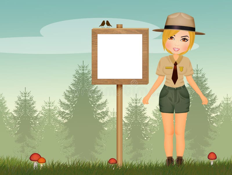 Forest Ranger and Footprints of Wild Animals Stock Illustration ...