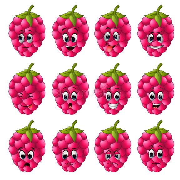 Raspberry with Different Emoticons Stock Vector - Illustration of icon ...