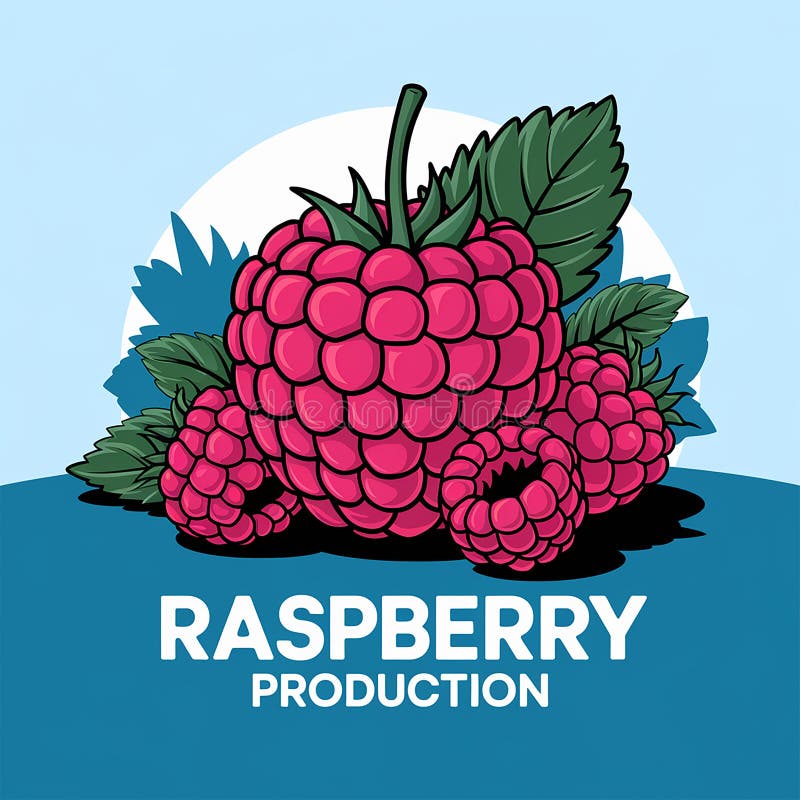 An Illustration of a Raspberry Production Logo Stock Illustration ...