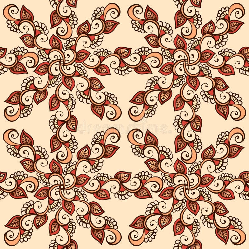 Illustration Raster Seamless Paisley Pattern with Patterns on a Yellow ...