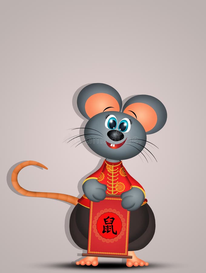 Rat with Chinese calendar stock illustration. Illustration of symbol ...