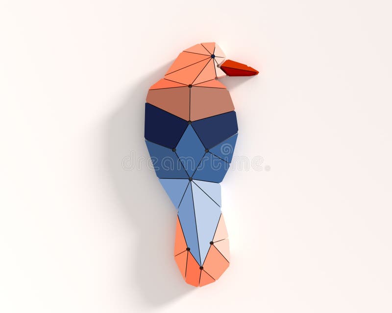 Geometry Style Raven Bird Icon. Connected Lines with Dots. 3D Render ...