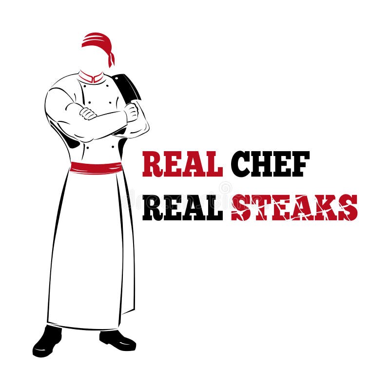 Illustration of Real Chef, Black-white-red Stock Vector - Illustration ...