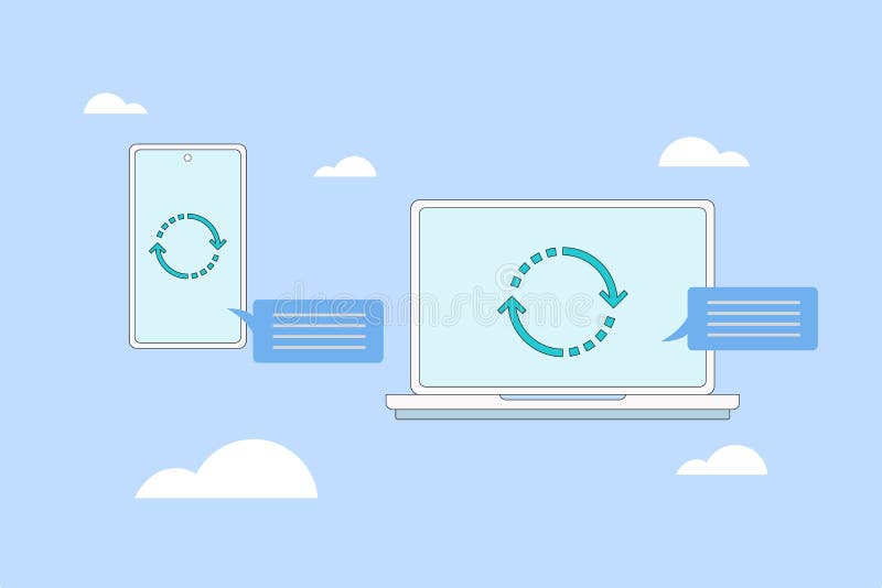 Illustration of Real Time Online Link Device. Smart Phone and Laptop ...