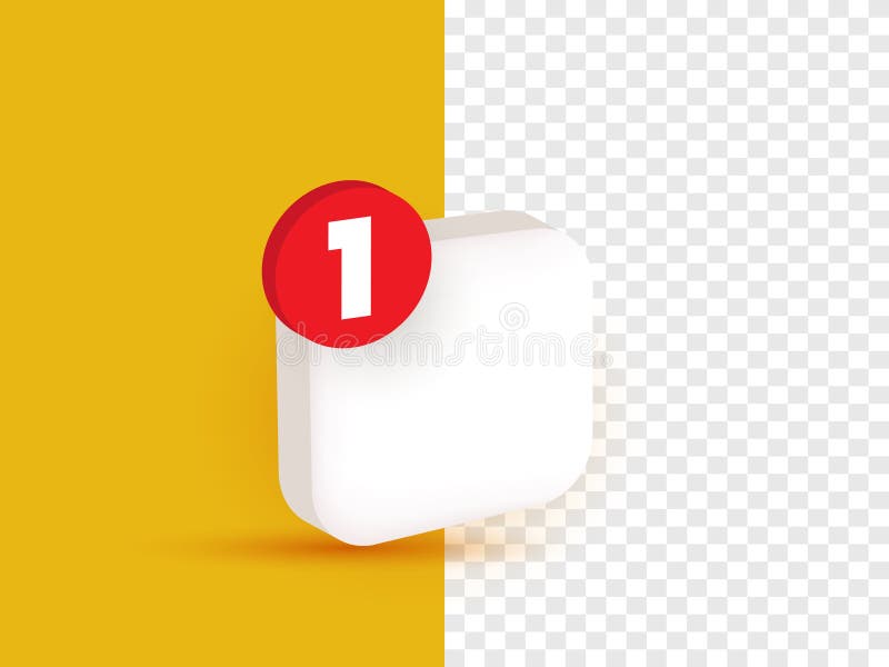 Illustration Realistic Blank App Icon One Notification Sign Modern 3d ...