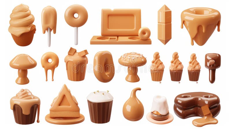 An Illustration of a Realistic 3D Set of Sweet Caramels Stock Image ...