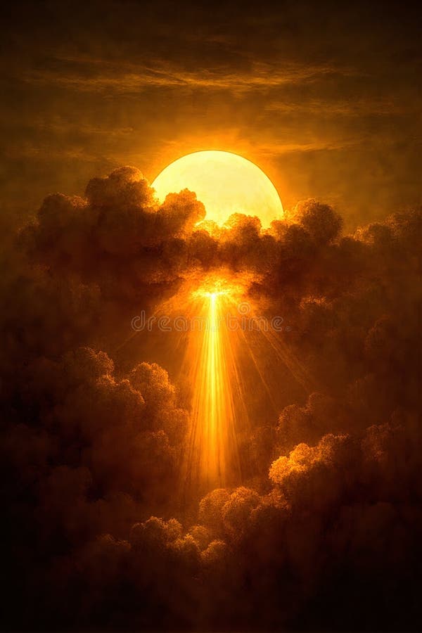 Illustration Realistic Dramatic Sunset Cloudspace. Stock Illustration ...