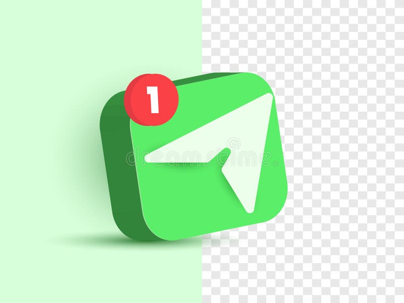 Illustration Realistic Green New Notification Message Icon Modern Style ...