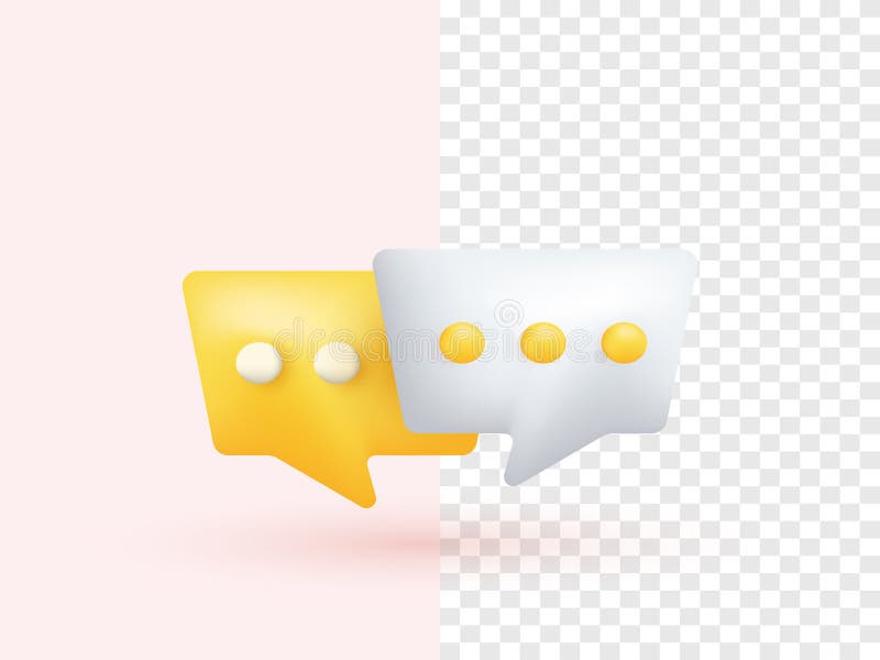 Illustration Realistic Icon 3d Yellow and White Bubble Message Chat ...