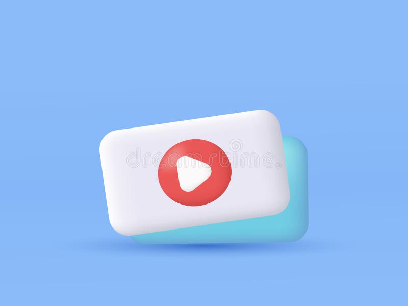 Illustration Realistic Icon Social Media Play Video Creative 3d ...