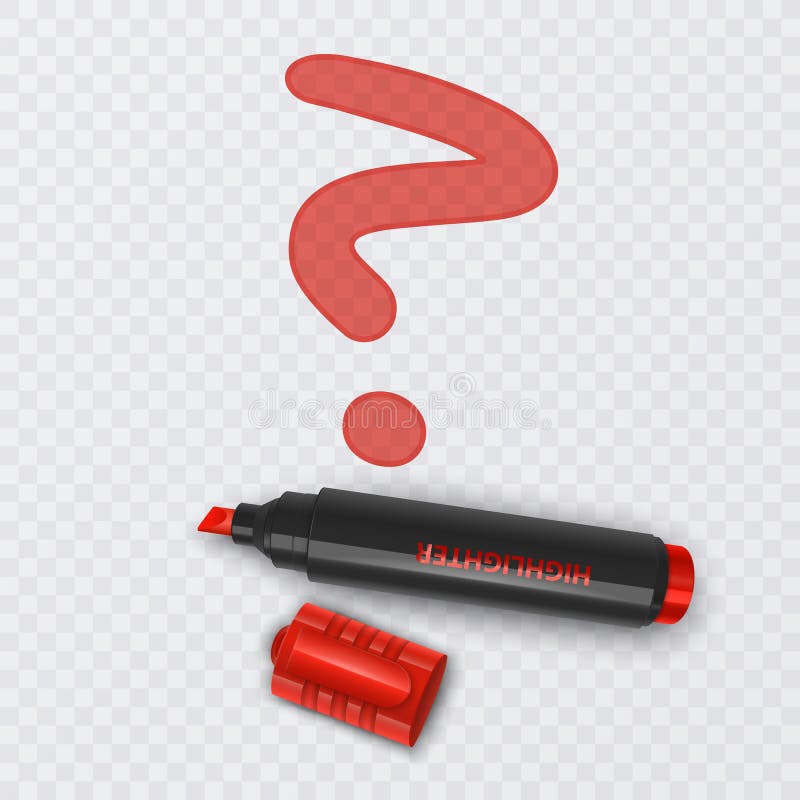 Illustration with Realistic Marker of Red Color, Question Mark on ...