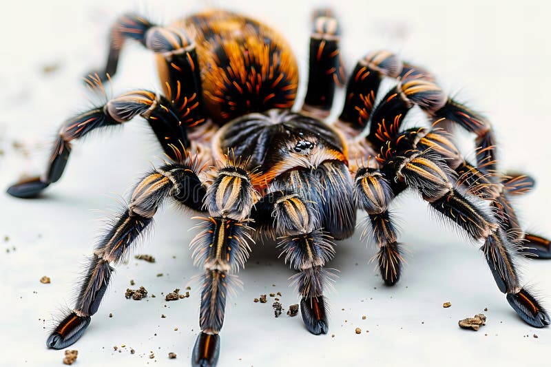 Realistic Photograph of an Complete Orange Tarantula, Solid Stark White ...