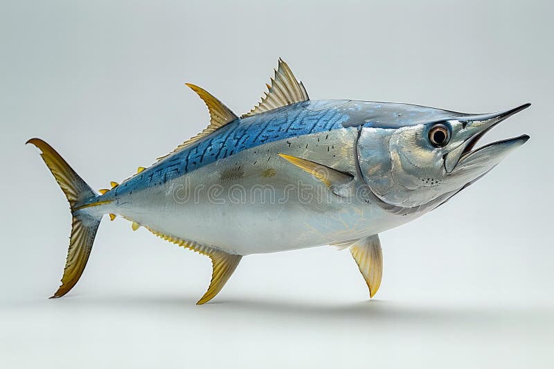 Realistic Photograph of Full Body Blue Marlin, Side View, Solid Stark ...