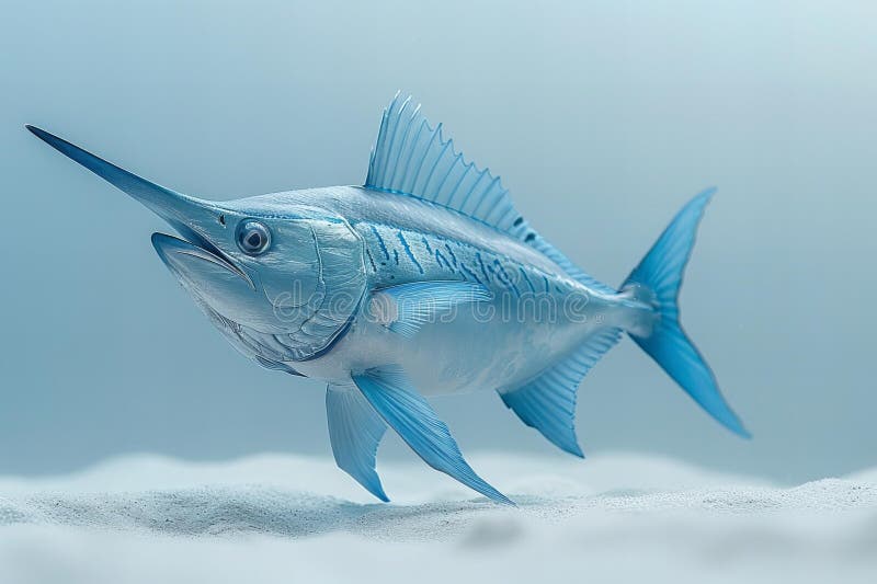 Illustration of Realistic Photograph of Full Body Blue Marlin, Side ...