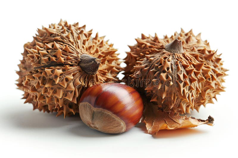 Illustration of Realistic Photograph of Two Chestnuts with Their Shells ...