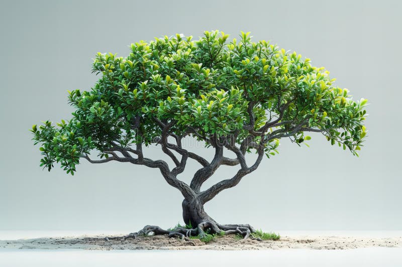 Illustration of Realistic Tree with Green Leaves on a White Background ...