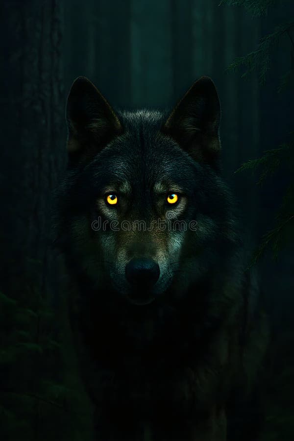 Illustration Realistic Ultra HD Image of Lonely Wolf in the Deep of ...