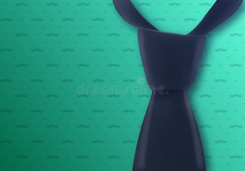 Realistic Vector Tie. Classic Black Neck Tie on Moustache Pattern ...