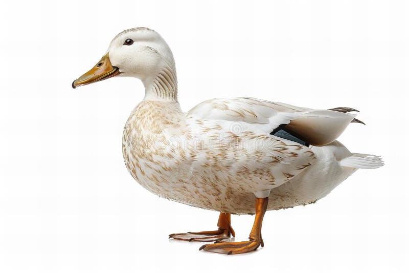 Realistic White Duck on the Side, Standing on Two Legs, Isolated on ...