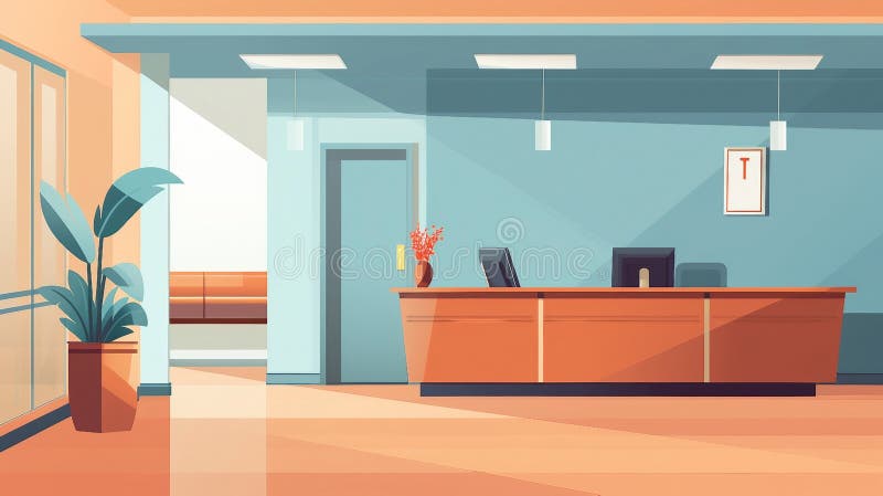 An Illustration of a Reception Desk in an Office AI Generated Stock ...