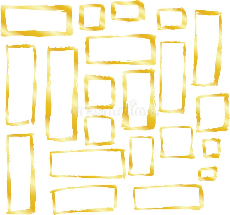 Gold Rectangle Drawn with Rough Lines Set Stock Illustration ...
