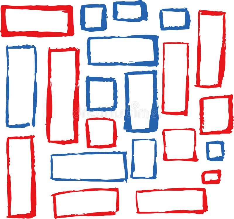 Red and Blue Rectangle Drawn with Rough Lines Stock Illustration ...