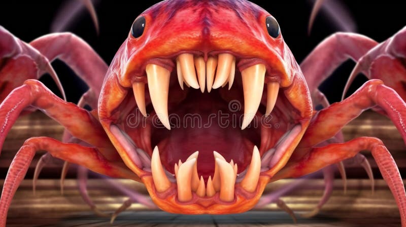 Illustration of a Red Alien with Sharp Teeth and Sharp Teeth Stock ...