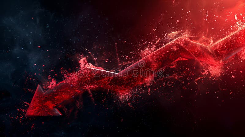 Illustration of Red Arrow Goes Down, Low Profit Concept Stock ...