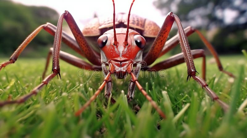 Red Beetle on the Grass in the Garden Stock Illustration - Illustration ...