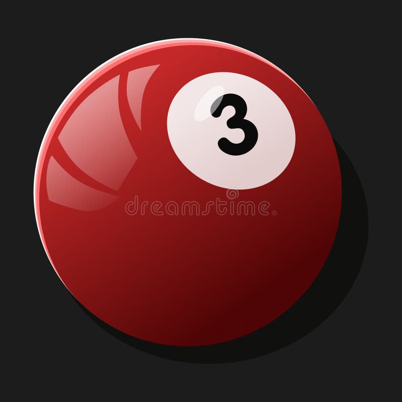 Illustration of a Red Billiard Ball 3 Number on a Dark Background Stock ...