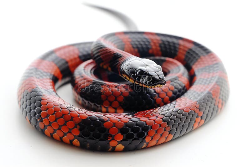 Red and Black Snake Isolated on White, High Quality, High Resolution ...