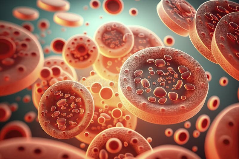 Illustration, Red Blood Cells with Floating Pathogen, Generative Ai ...