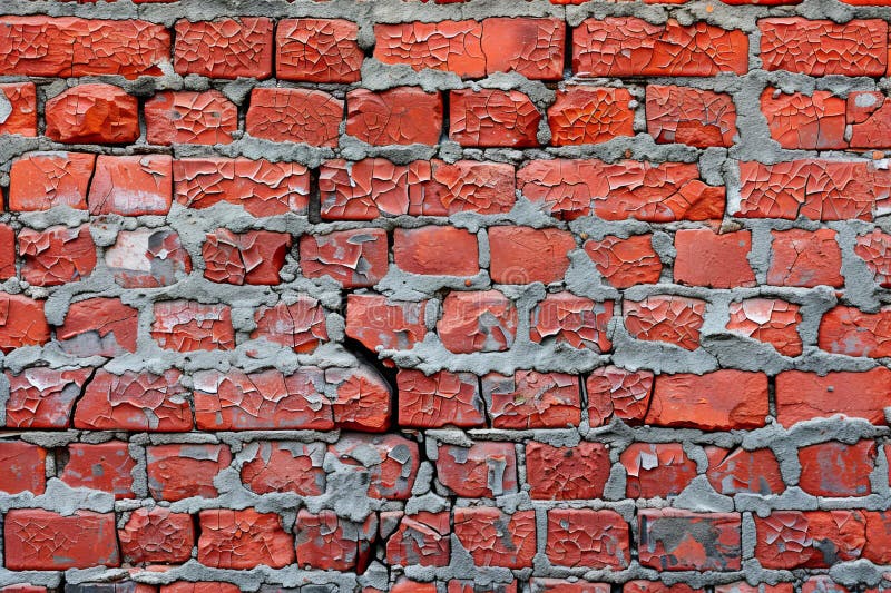 Red Brick Wall with Cracked Hole, Red Bricks and Concrete Texture ...
