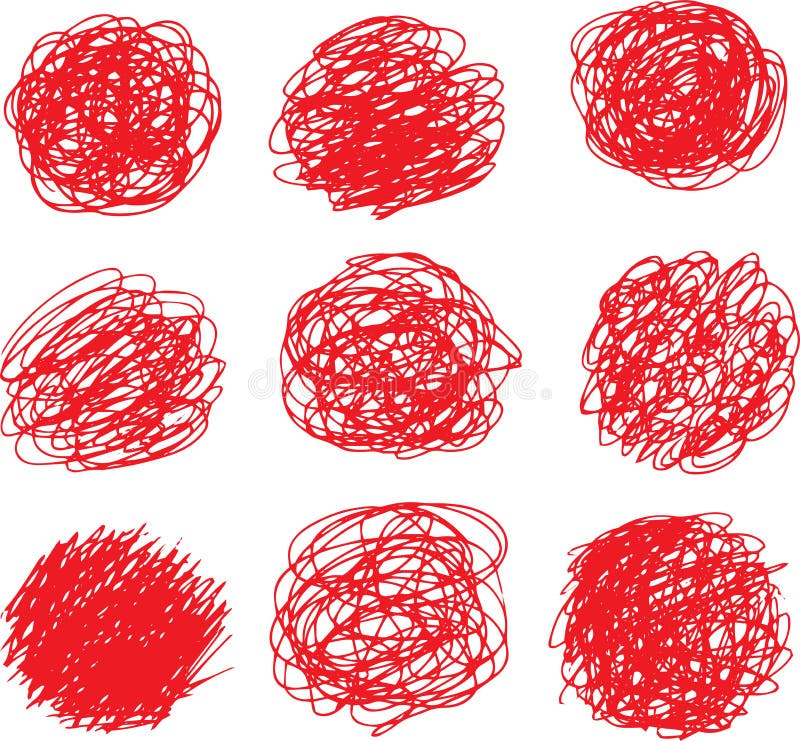 Illustration of a Red Circle of Scribble Vigorously Set Stock Vector ...