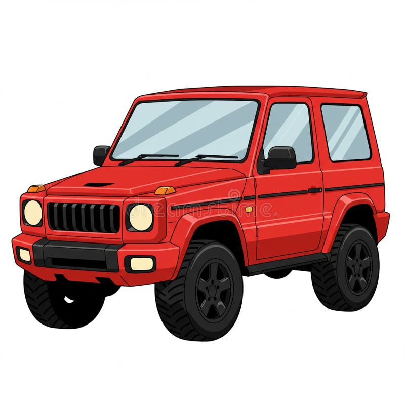 Illustration of a Red, Compact SUV with a Rugged Design. Features ...