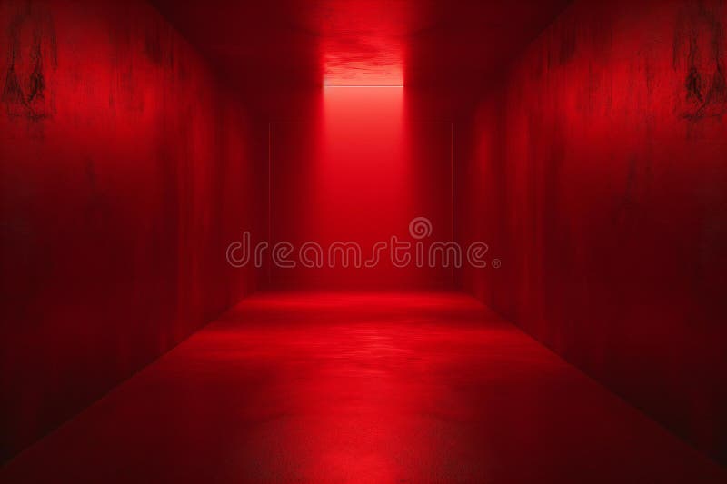 A Red Corridor with Light Coming from the End Stock Illustration ...