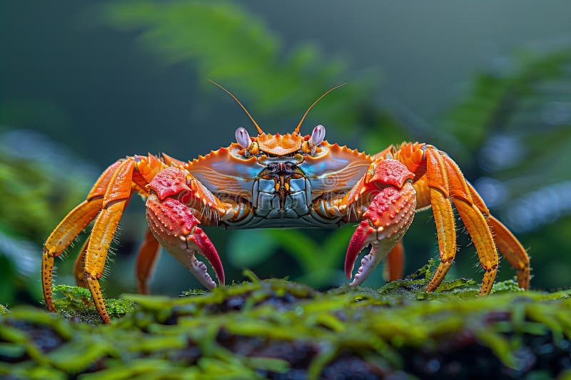 A Red Crab with Long Head and Long Legs, High Quality, High Resolution ...