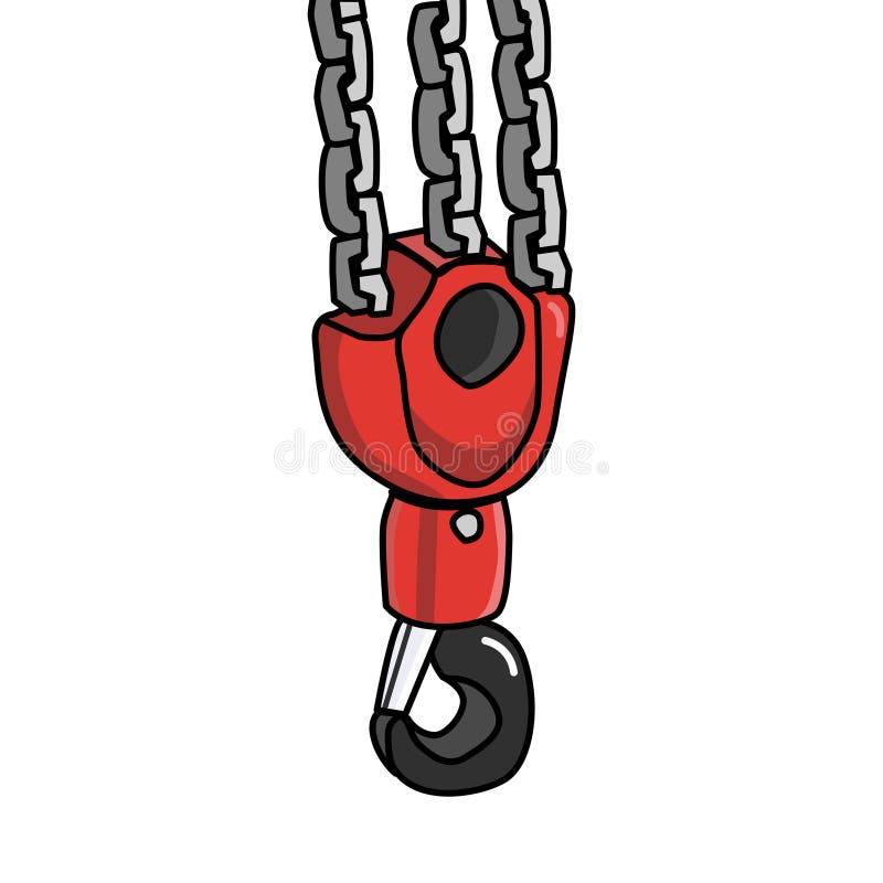 Illustration of a Red Crane Hook on Chain Stock Illustration ...