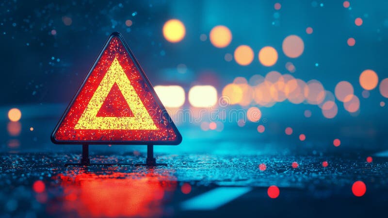 An Illustration of a Red Danger Warning Triangle Banner with a Blur ...