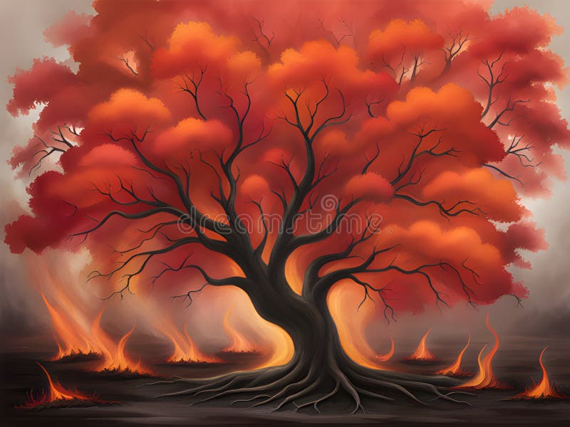 Fire Tree Vector Logo Design Template. Stock Vector - Illustration of ...