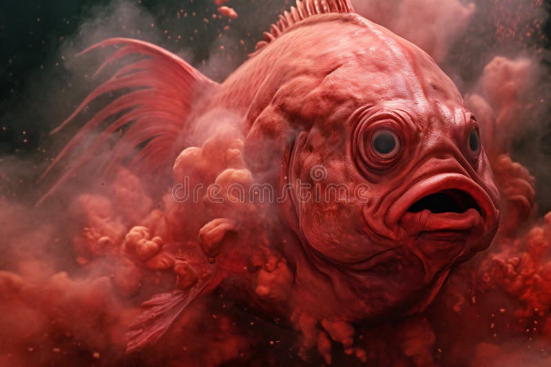 Illustration of a Red Fish with Fire and Smoke in it Stock Illustration ...