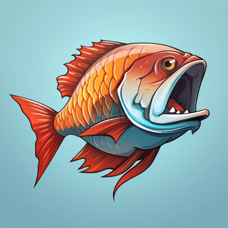 An Illustration of a Red Fish with Its Mouth Open Stock Image - Image ...