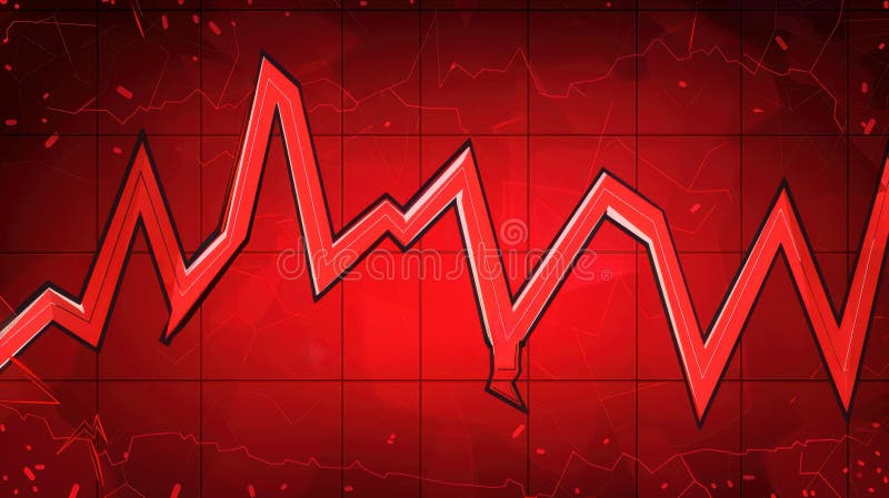 Illustration of a Red Forex Chart Grid Falling Abstractly, Representing ...